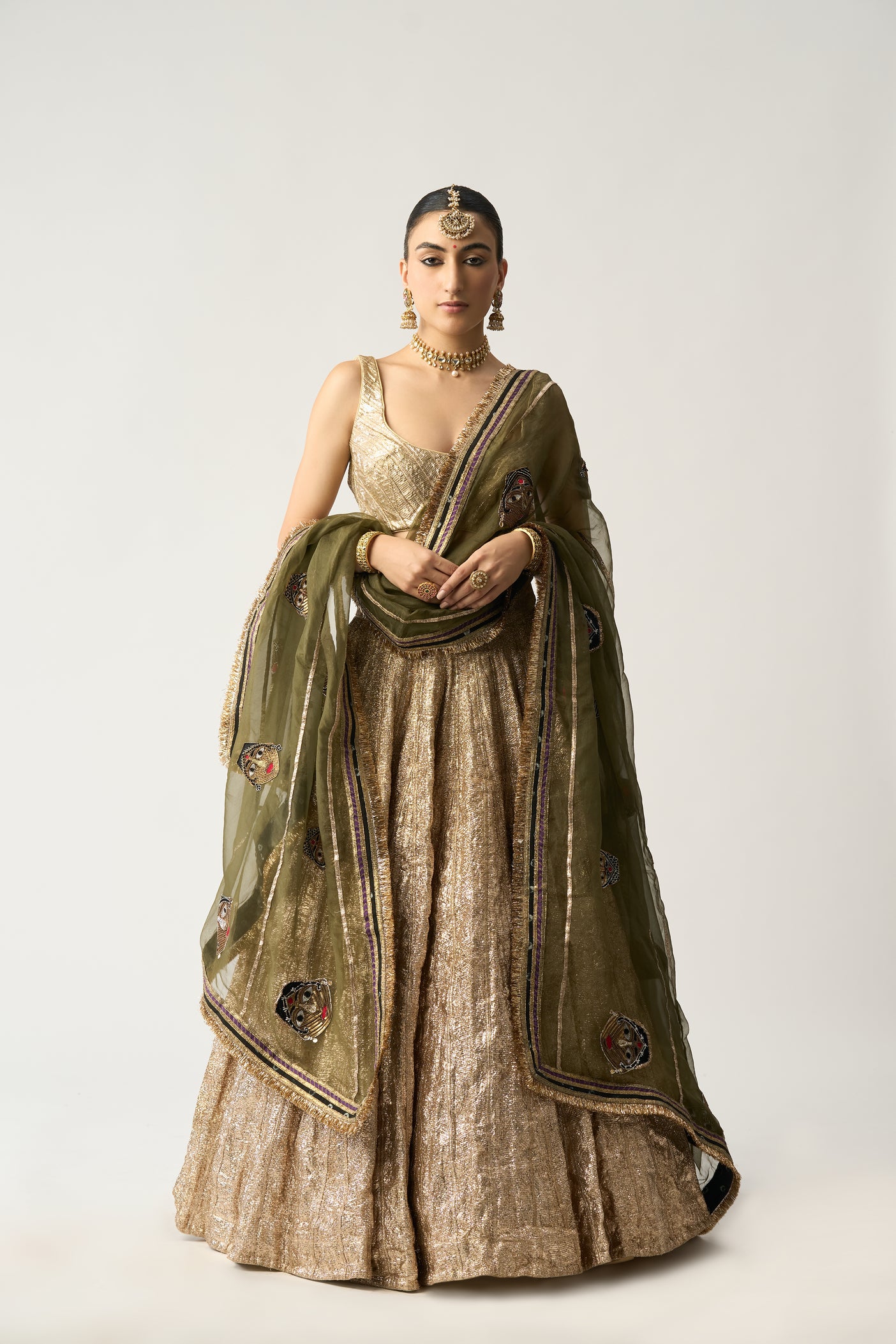 Hara Katputli Dupatta Chandi Lehenga Set